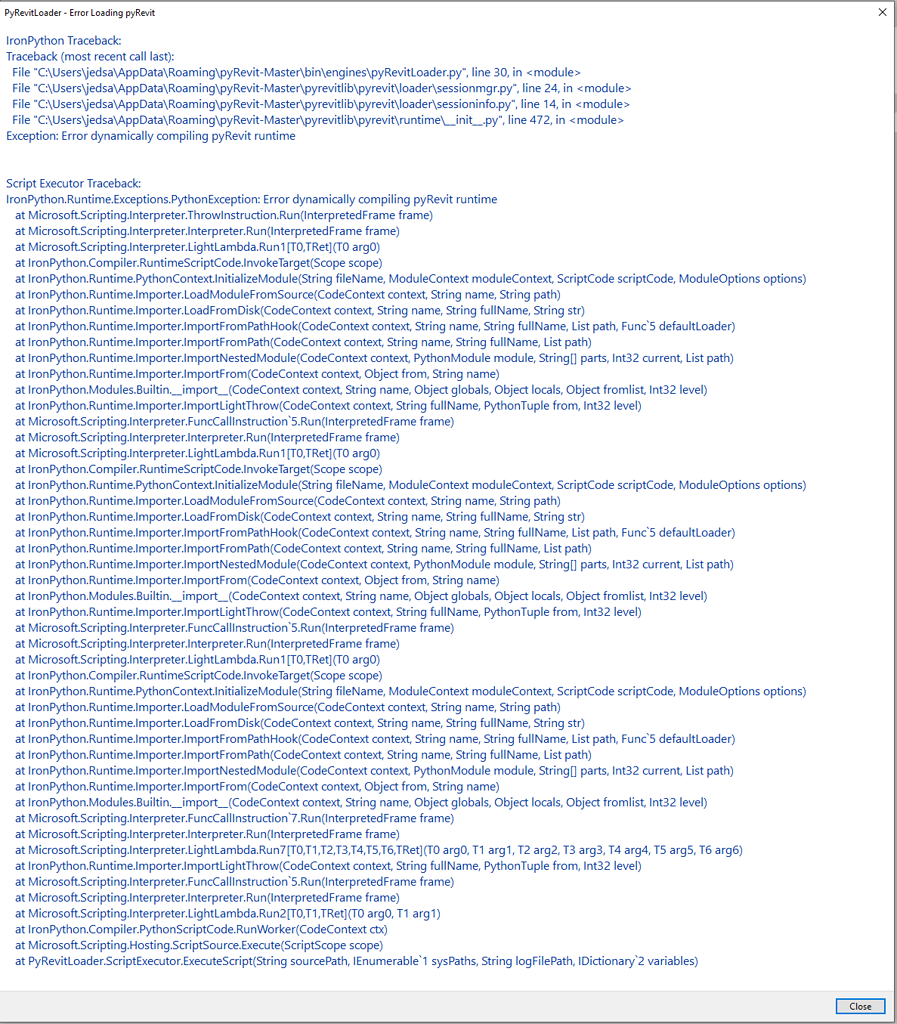 Install error with the new update - Tools - pyRevit Forums